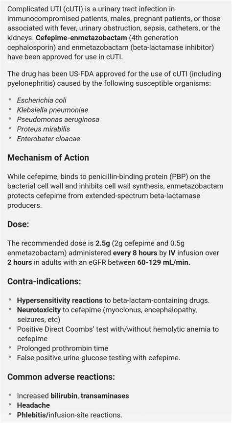 Cefepime Enmetazobactam Gets Fda Approval For Treatment Of Complicated Uti Dr Vishwadeepak