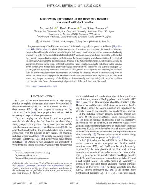 Pdf Electroweak Baryogenesis In The Three Loop Neutrino Mass Model