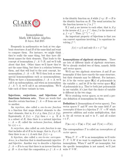 Isomorphisms Math 130 Linear Algebra Pdf Vector Space Basis Linear Algebra Isomorphisms Math 130 Linear Algebra Pdf Vector Space Basis Linear Algebra