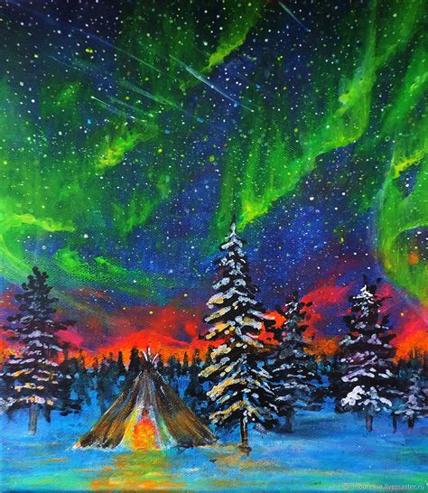 картина Северное сияние Флуоресцентными красками, светиться в ультрафи ...