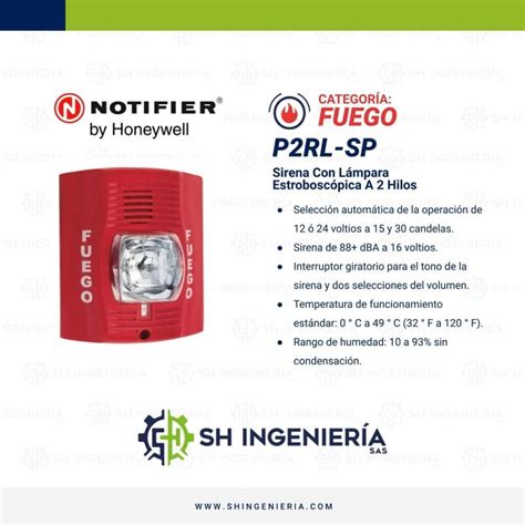 Sh Ingeniería P2rl Sp Sirena Con Luz Estroboscópica Convencional Notifier