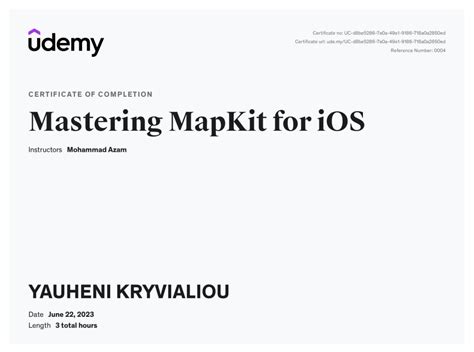 Udemy Course Completion Certificate Yauheni Kryvialiou