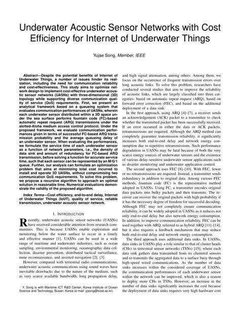 Pdf Underwater Acoustic Sensor Networks With Cost Efficiency For Internet Of Underwater Things