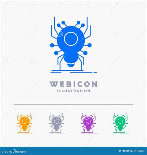 Bug Insect Spider Virus App Color Glyph Web Icon Template Isolated On White Vector