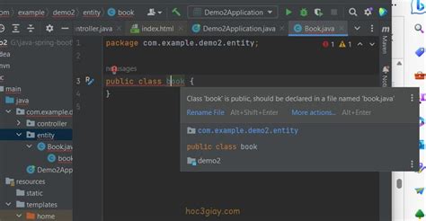 Khắc Phục Lỗi Class Book Is Public Should Be Declared In A File Named Học 3 Giây