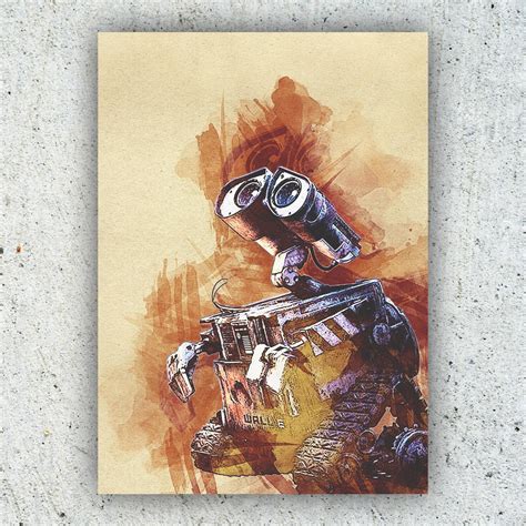 Walle Robot Poster Wall E Illustration Canvas Wall Art Unframed