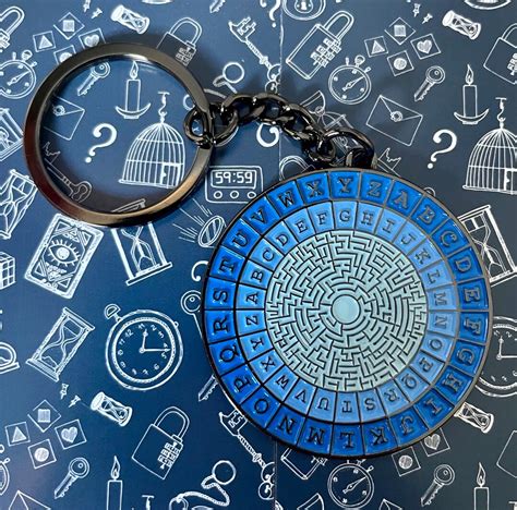 Decipher Code Wheel Soft Enamel Keyring Cipher Escape Room Keyring