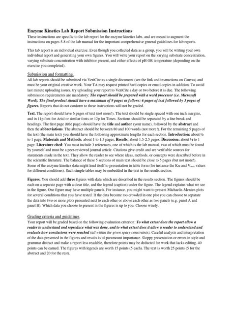 Enzymes Kinetics Lab Report Instructions Pdf Enzyme Kinetics Enzyme