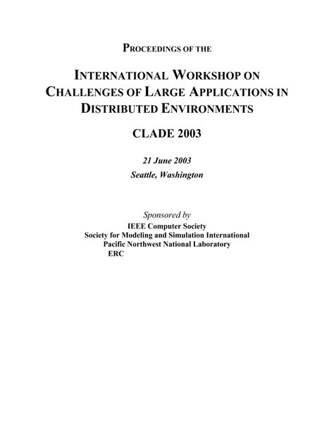 Proceedings Of The International Workshop On Challenges Of Large