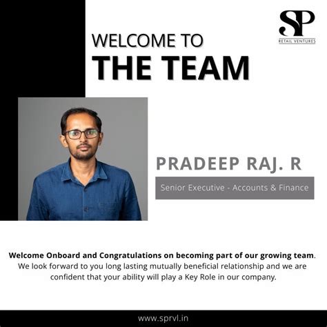 Sp Retail Ventures Limited On Linkedin Congratulations And Welcome Onboard Pradeep Raj On
