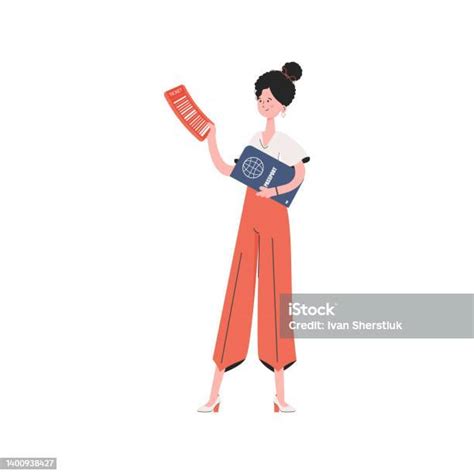 한 여성이 티켓을 들고 완전히 성장합니다 격리 프리젠 테이션 사이트를위한 요소 가방에 대한 스톡 벡터 아트 및 기타 이미지 가방 개념 공항 Istock