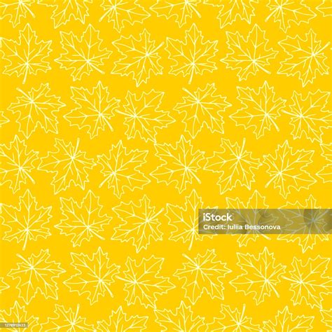 윤곽이 있는 단풍 나무 잎의 매끄러운 패턴은 고립되어 있습니다 직물 초대장 가정용 직물을위한 간단한 벡터 텍스처 가을 숲 잎 가을의 개념 가을에 대한 스톡 벡터 아트 및