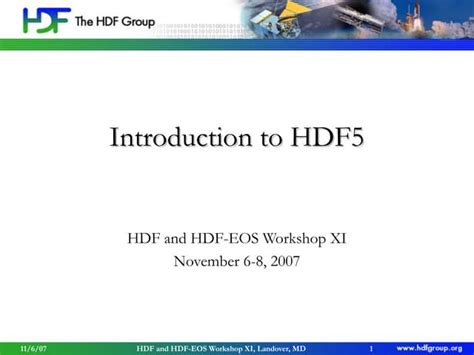 Introduction To Hdf5 Ppt