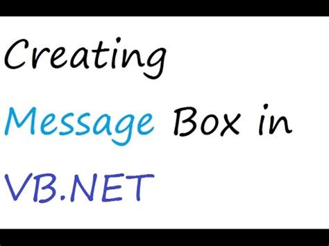 Creating Message Box In VB NET YouTube