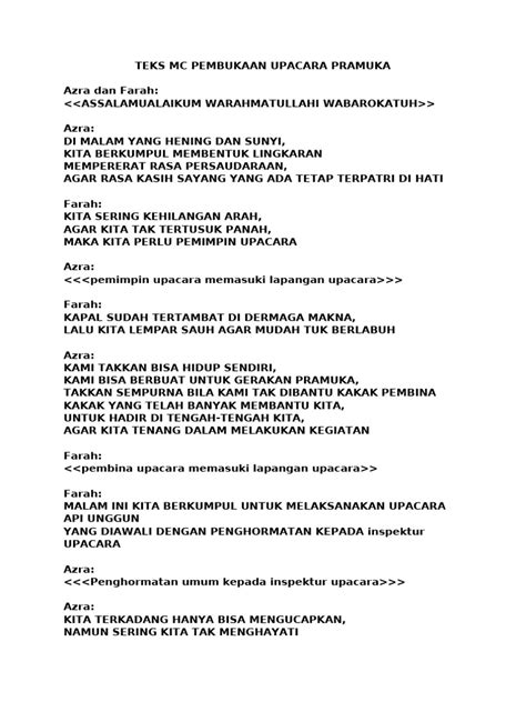 Teks Mc Upacara Unggun Pramuka Pdf