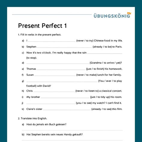 Königspaket Present Perfect Englisch 6 Klasse Inklusive Test