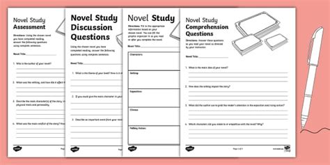 Novel Study Pack For 3rd 5th Grade