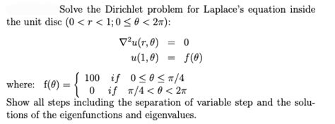 Solved Solve The Dirichlet Problem For Laplace S Chegg Com
