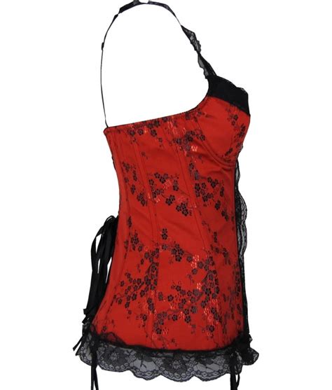 Red And Black Asian Style Satin Corset Discreet Tiger