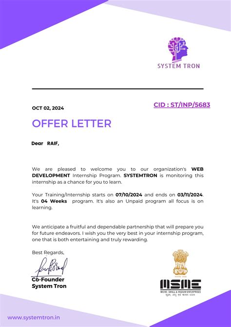 Raif Karani On Linkedin Internship Webdev Aiml Systemtron