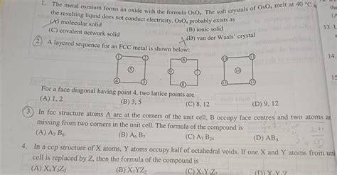 A Layered Sequence For An Fcc Metal Is Shown Below For A Face Diagonal H A Layered Sequence For An Fcc Metal Is Shown Below For A Face Diagonal H