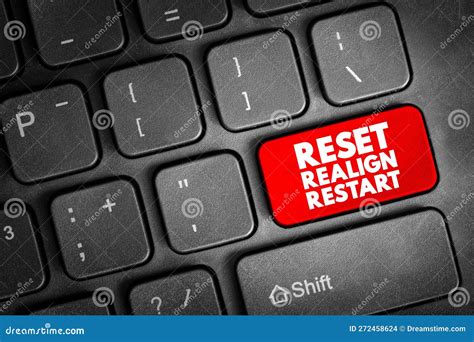 reset realign restart text button on keyboard concept background stock