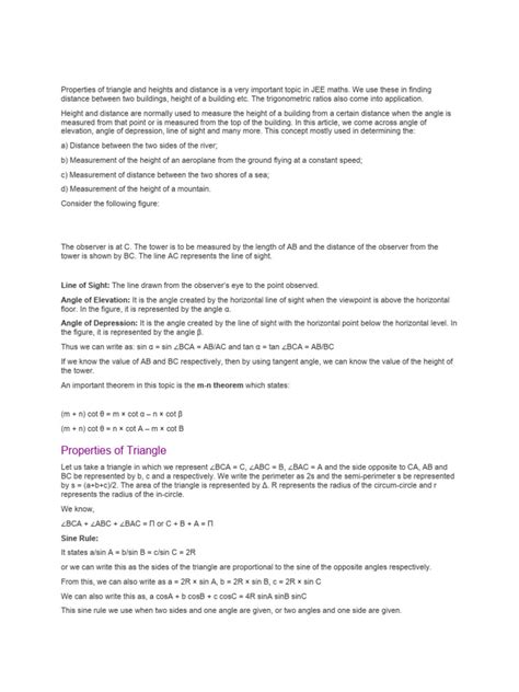 Properties Of Triangles Level Ii Pdf Triangle Trigonometric Functions