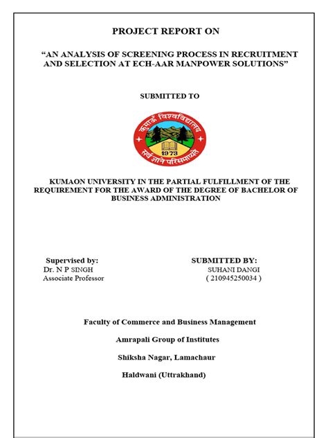 Suahni Dangi Intern Ship Report Pdf Background Check Recruitment