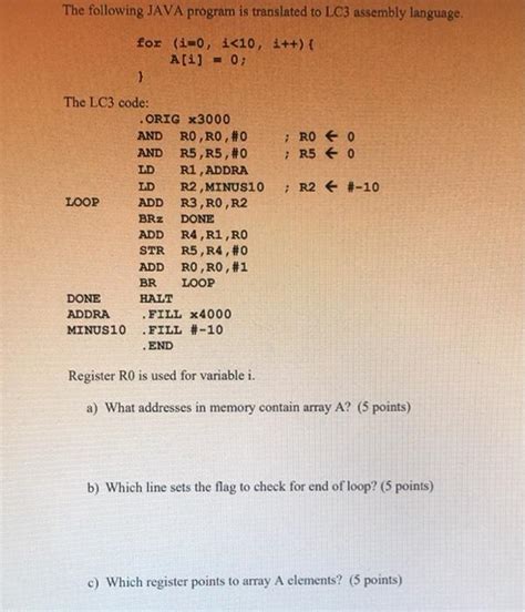 Solved The Following Java Program Is Translated To Lc3