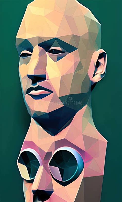 Low Poly Man`s Head 3d Illustration Stock Illustration Illustration