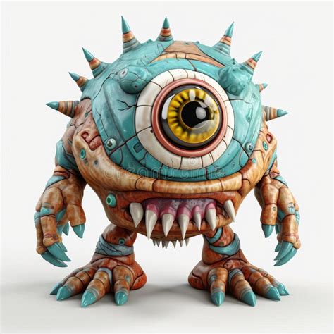 High Quality 3d Cyclops Monster Full Body Isolated Image Stock