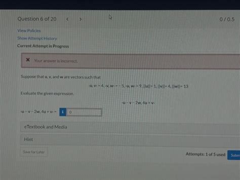 solved suppose that u v and w are vectors such that