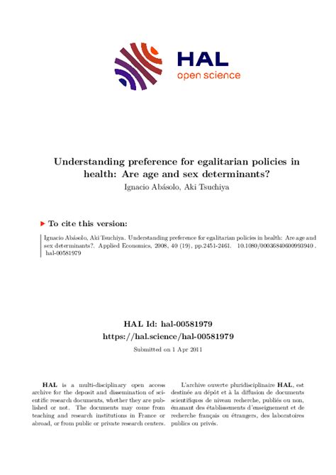 Pdf Understanding Preference For Egalitarian Policies In Health Are