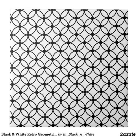 Black And White Retro Geometric Abstract Pattern Tile Zazzle Abstract Pattern Black And White