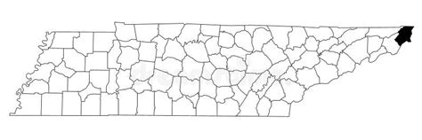 Map Of Johnson County In Tennessee State On White Background Single