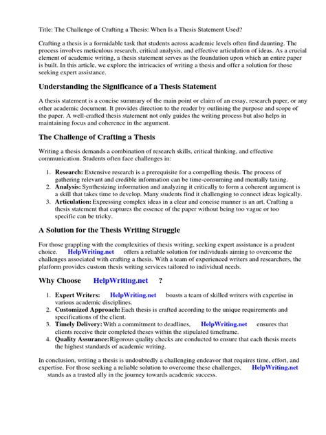 When Is Thesis Statement Used Pdf