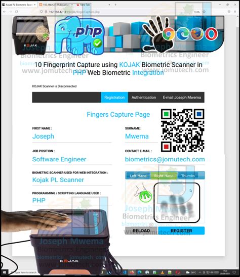 Finger Capture In PHP Web Using A KOJAK Biometric Scanner