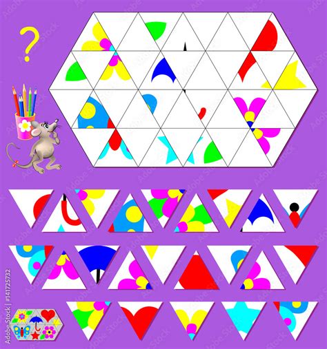 Logic Puzzle Game Need To Find The Correct Place For Each Triangle And To Draw Them In Empty