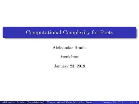 Computational Complexity For Poets Ppt