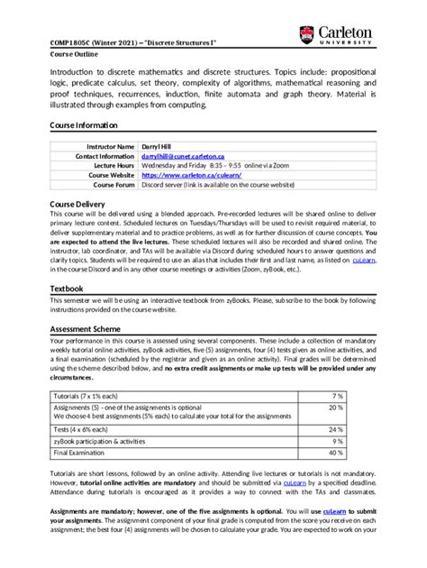 Fillable Online Comp 1805 Discrete Structures I Early Summer 2021