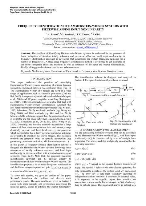 pdf frequency identification of hammerstein wiener systems with