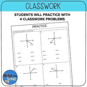 Finding Trig Functions Of Any Angle Guided Notes Classwork And Homework