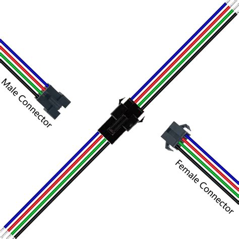 Male Female 20cm JST Conector Pair For LED Strip 4 Pin