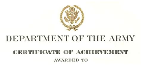 Certificate Of Achievement Army Template