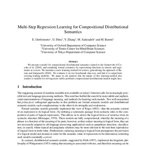 Multi Step Regression Learning For Compositional Distributional Semantics Acl Anthology