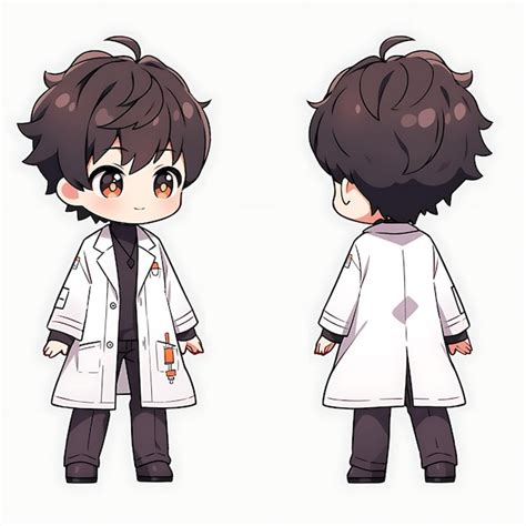 Premium Photo Colorful Male Chibi Kawaii Scientist Lab Coat Bright