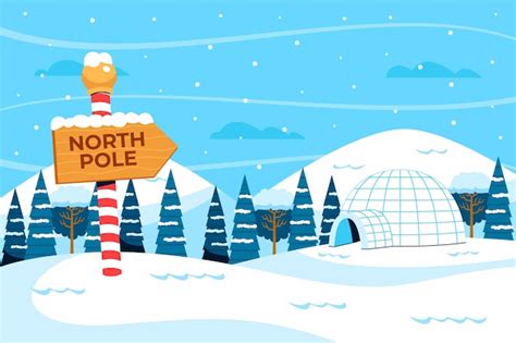 Fondo Plano Del Polo Norte De Invierno Vector Gratuito