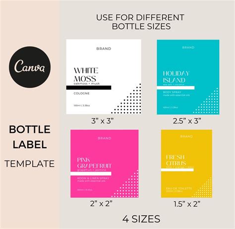 Editable Spray Bottle Labels Template Canva Room Linen Body Spray