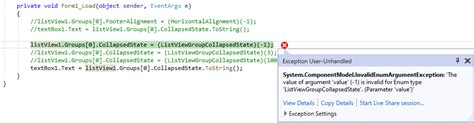 No Exception Setting An Invalid Value For ListViewGroupCollapsedState Issue Dotnet