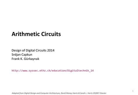 Arithmetic Circuits Unit1 1 Design Of Digital Circuits 2014 Srdjan Capkun Frank K G
